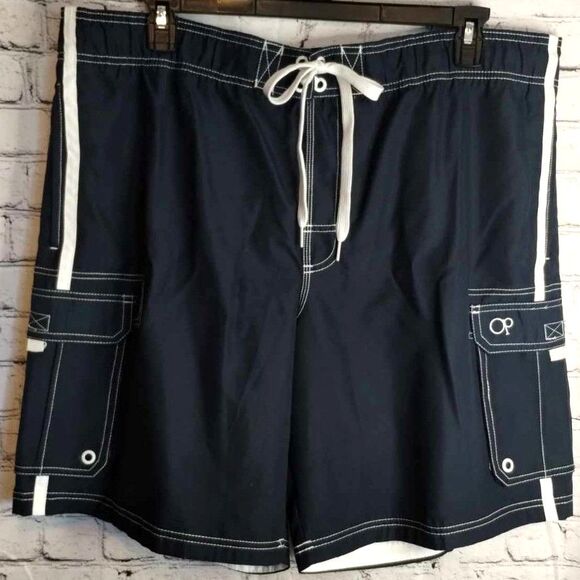 Swim | Op Ocean Pacific Swim Trunks Mens Xl 442 Navy Blue White ...